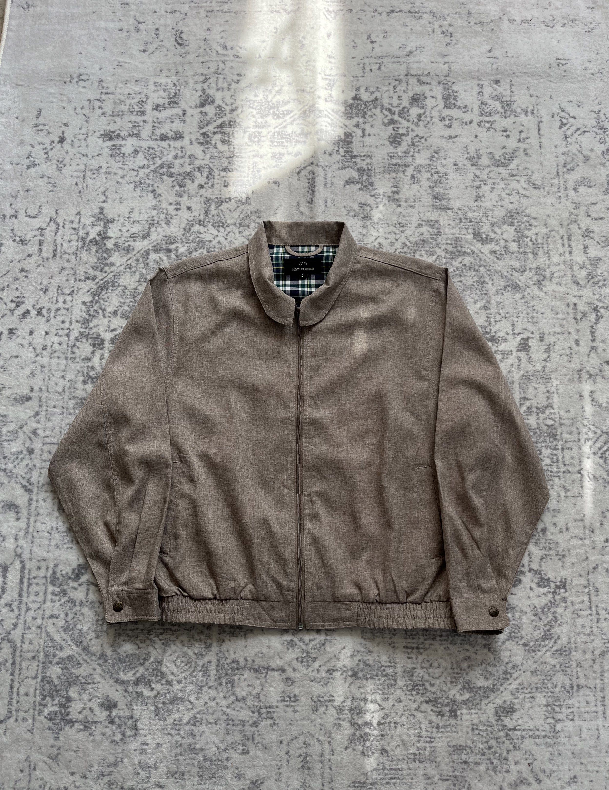 JB MEN'S COLLECTION LINEN-LIKE PLAID LINING JACKET HARRINGTON BLOUSON ...