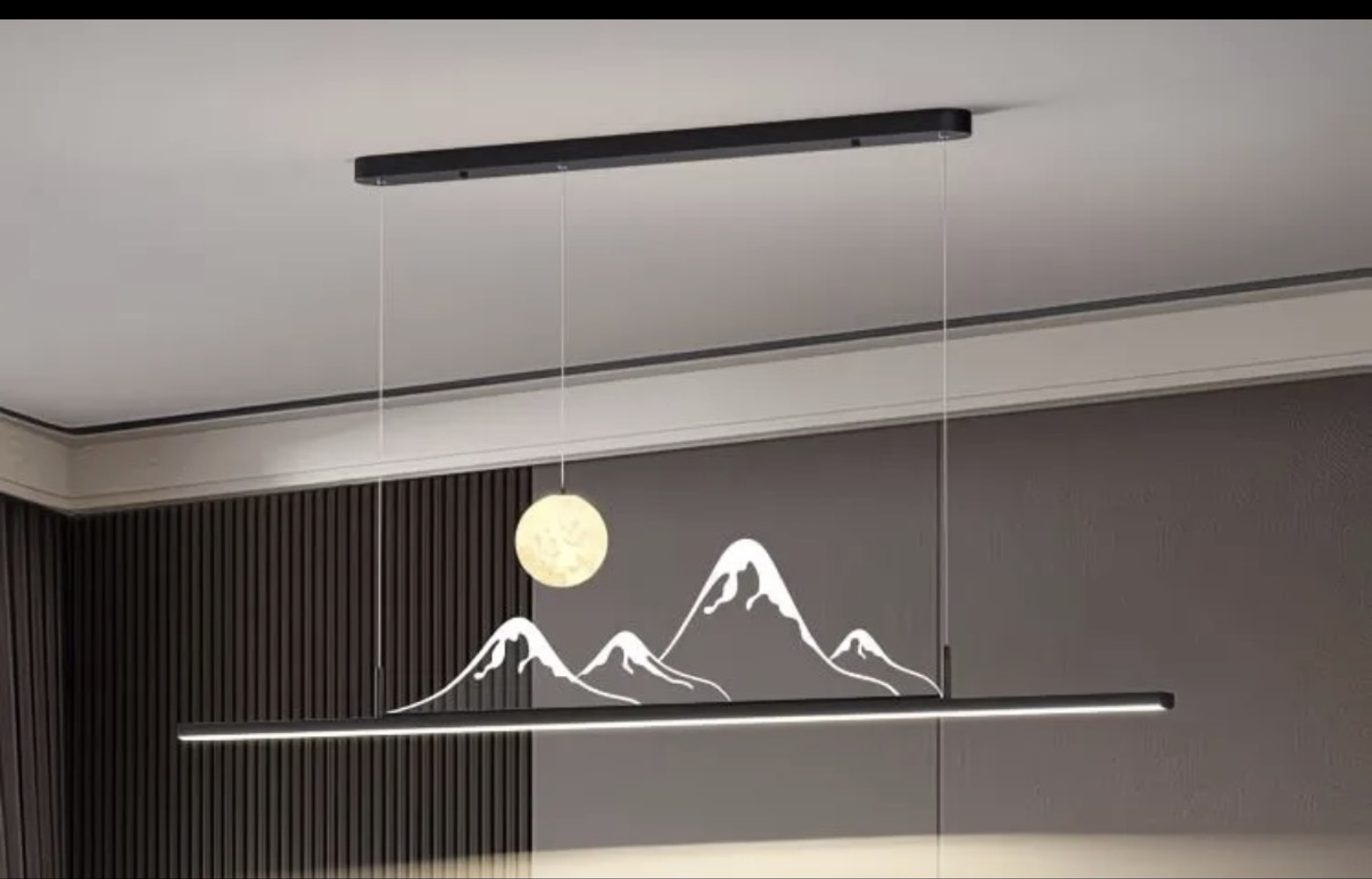 Modern Mountain LED Pendant Light with Remote 100 cm black, Furniture ...