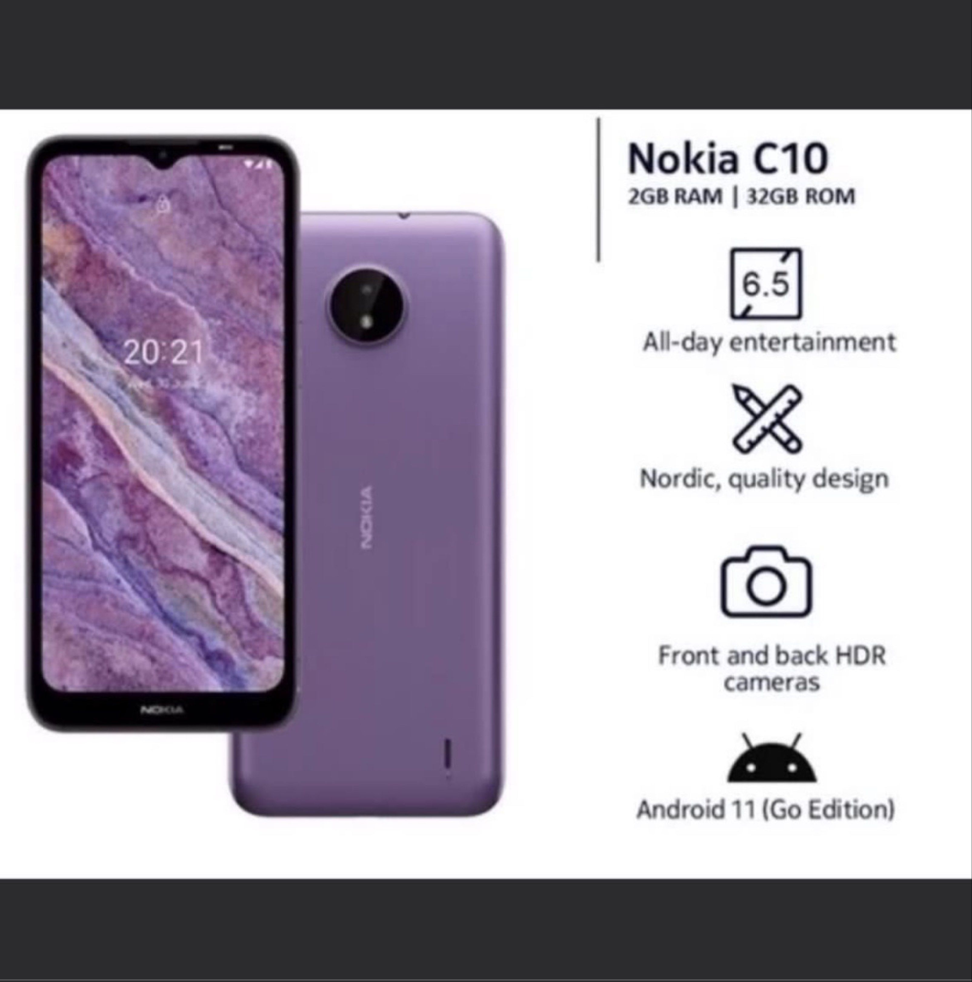 NOKIA C10 DUAL SIM QUADCORE ANDROID SMARTPHONE, PURPLE-OPEN LINE ...