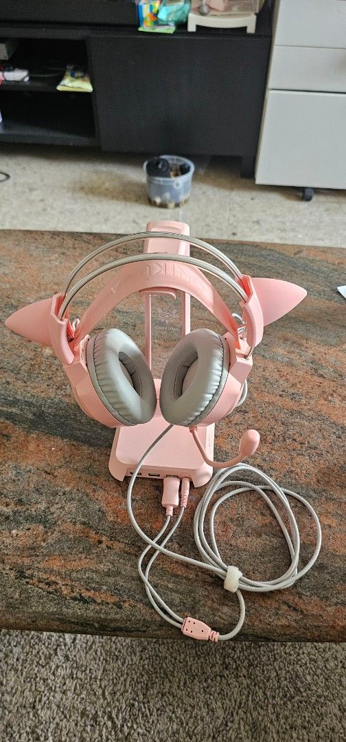 Onikuma Pink Cat Ear Gaming Headphones, Audio, Headphones & Headsets on ...