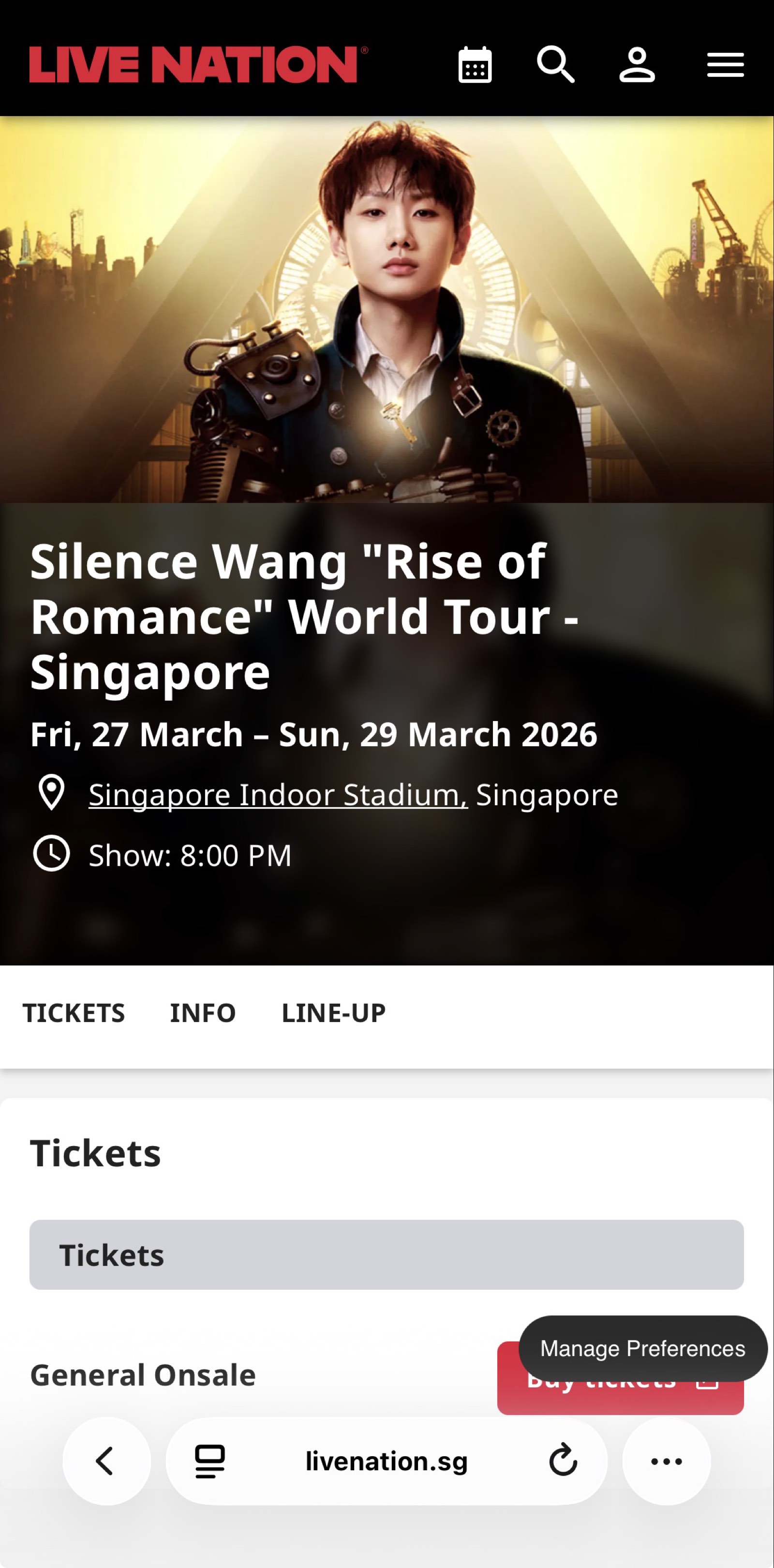 Silence Wang 27 March 2026 ticket, Tickets & Vouchers, Event Tickets on ...