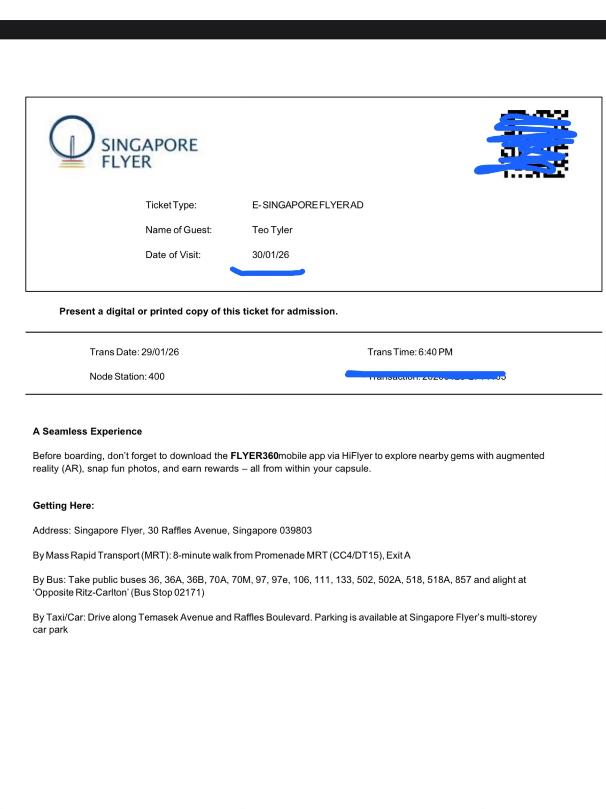 Singapore Flyer Ticket x2 - Valid 30 Jan 2026, Tickets & Vouchers ...