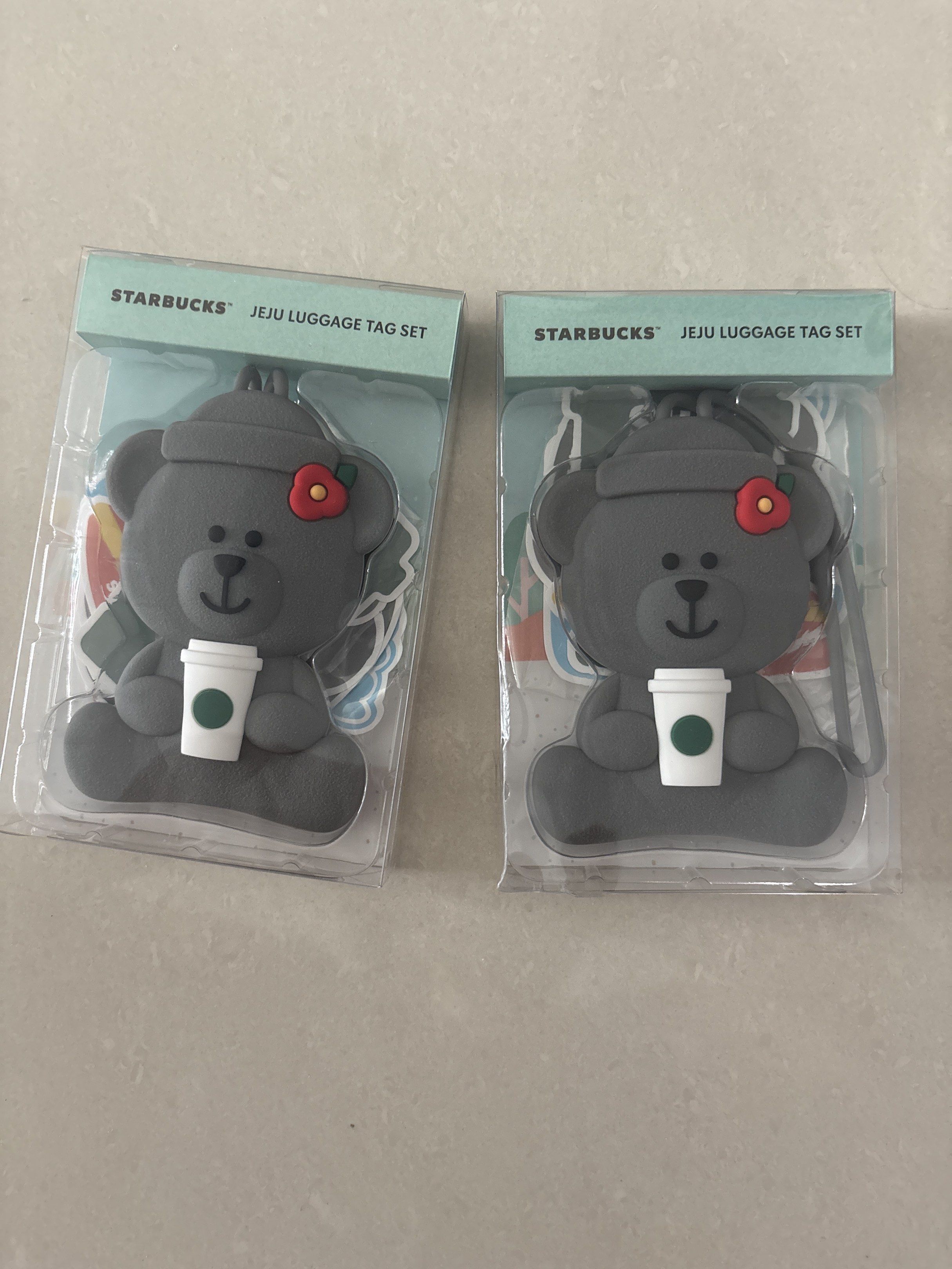 Starbucks Jeju Bear Luggage Tag Set - Brand New, Hobbies & Toys, Travel ...