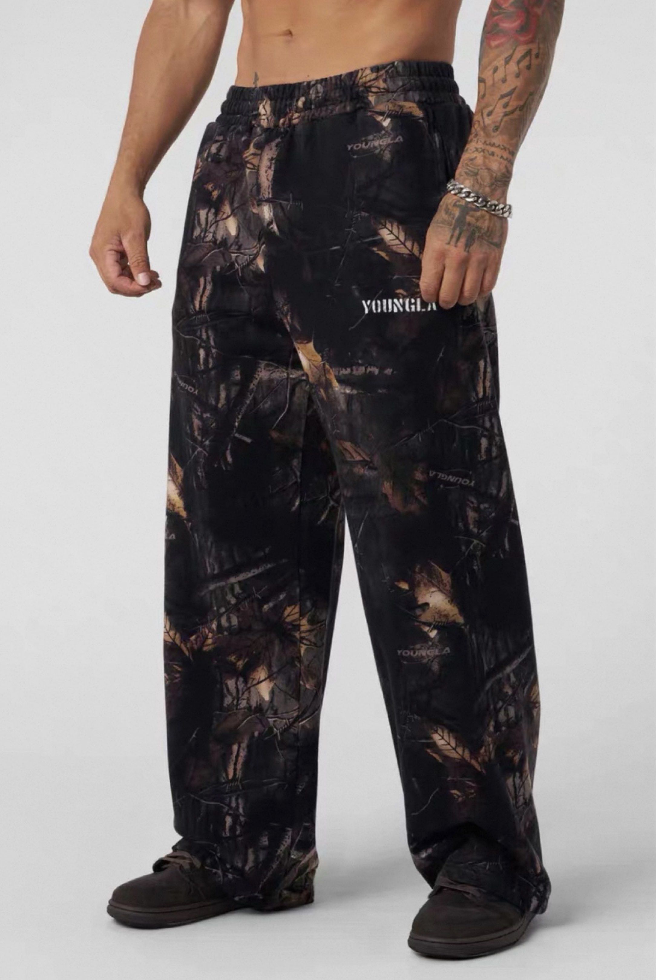 YoungLA Tree camo baggy sweats Version 2, Men's Fashion, Bottoms ...
