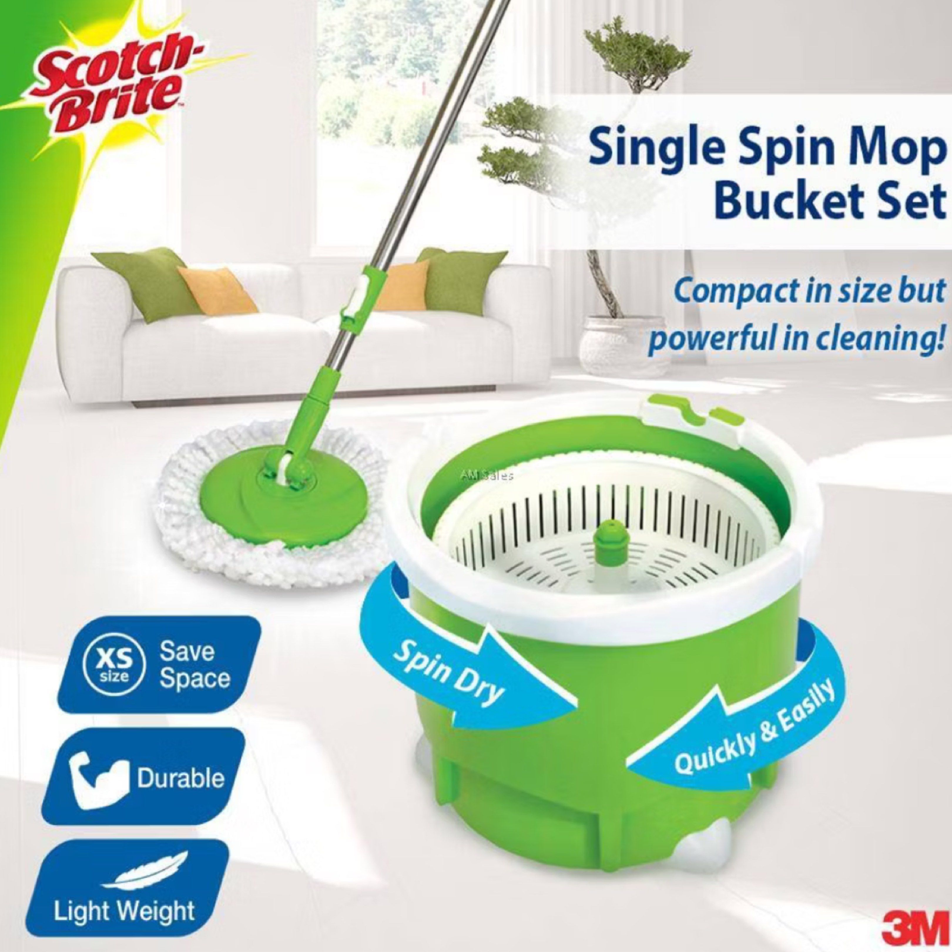 3M Scotch-Brite Single Spin Mop Bucket Set, Furniture & Home Living ...