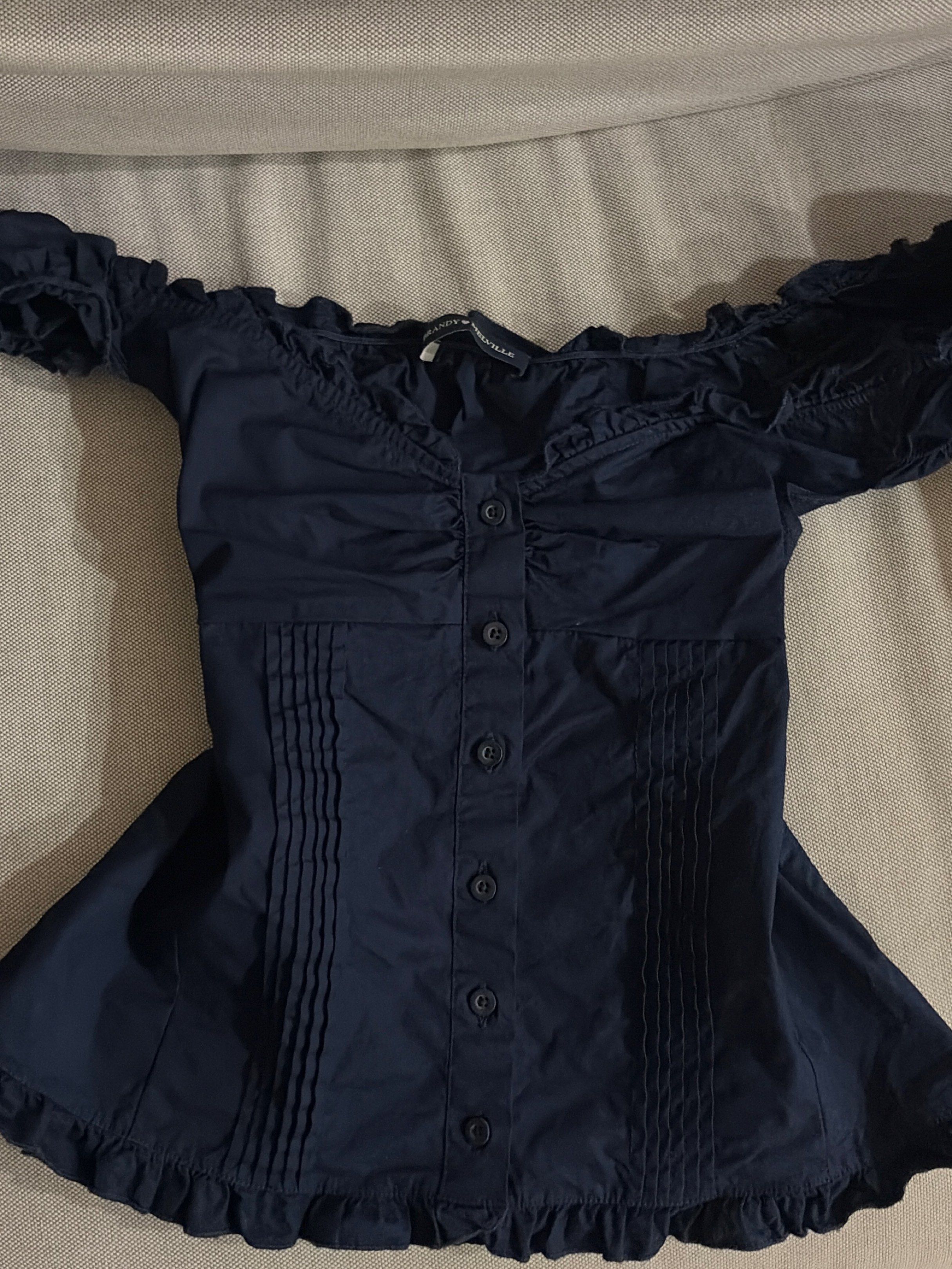 brandy melville navy blue elena top bnwot, Women's Fashion, Tops ...