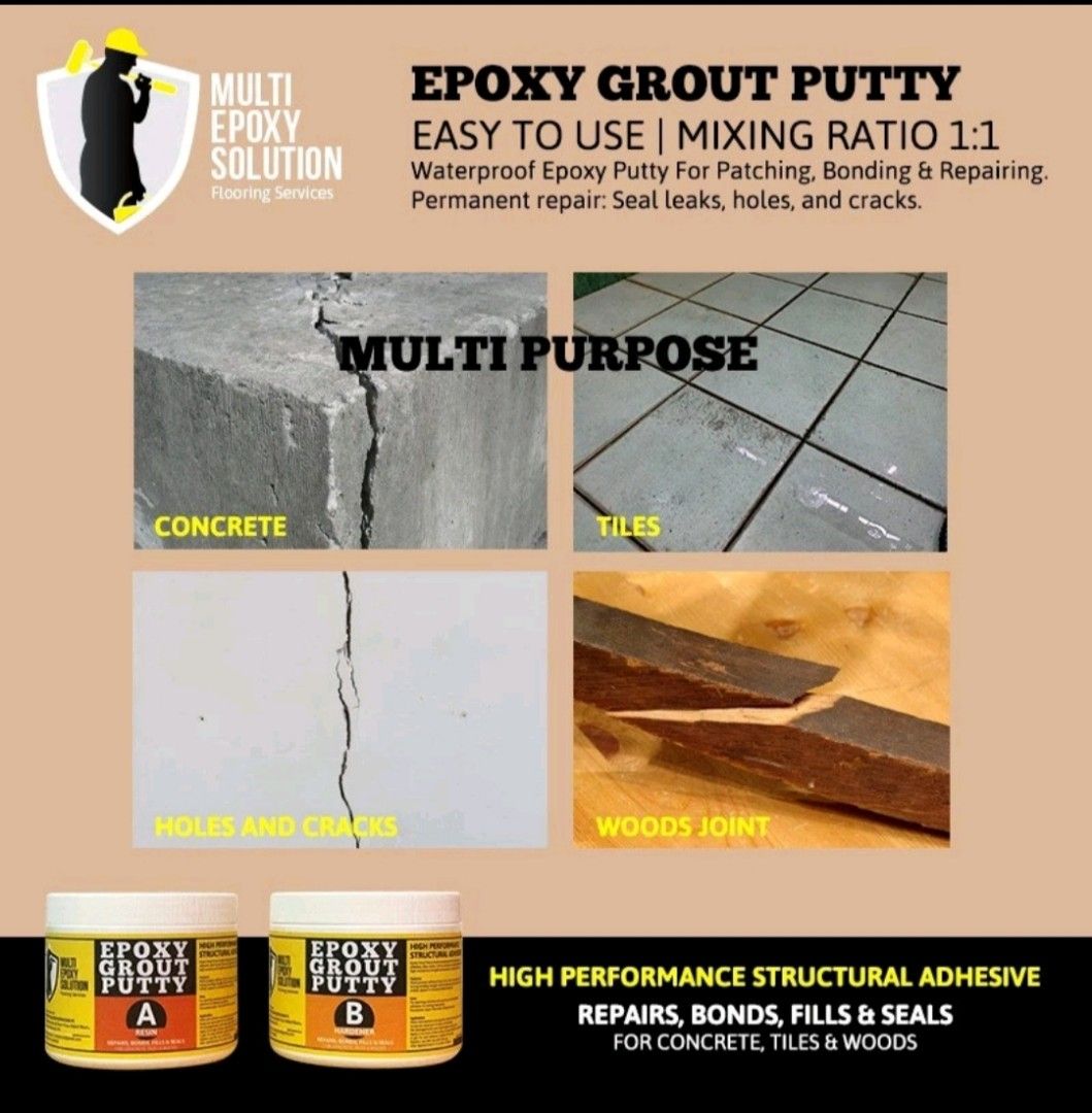 Epoxy Grout Putty - Waterproof Sealant for Concrete, Tiles & Woods ...