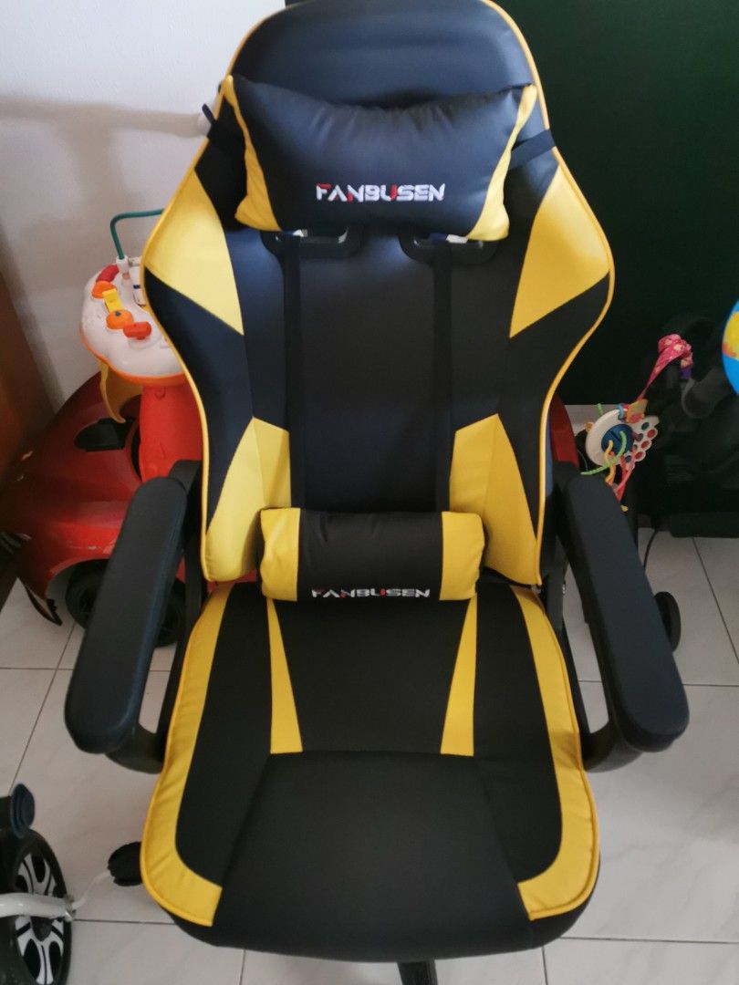 Fanbusen Gaming Chair - Black and Yellow, Furniture & Home Living ...