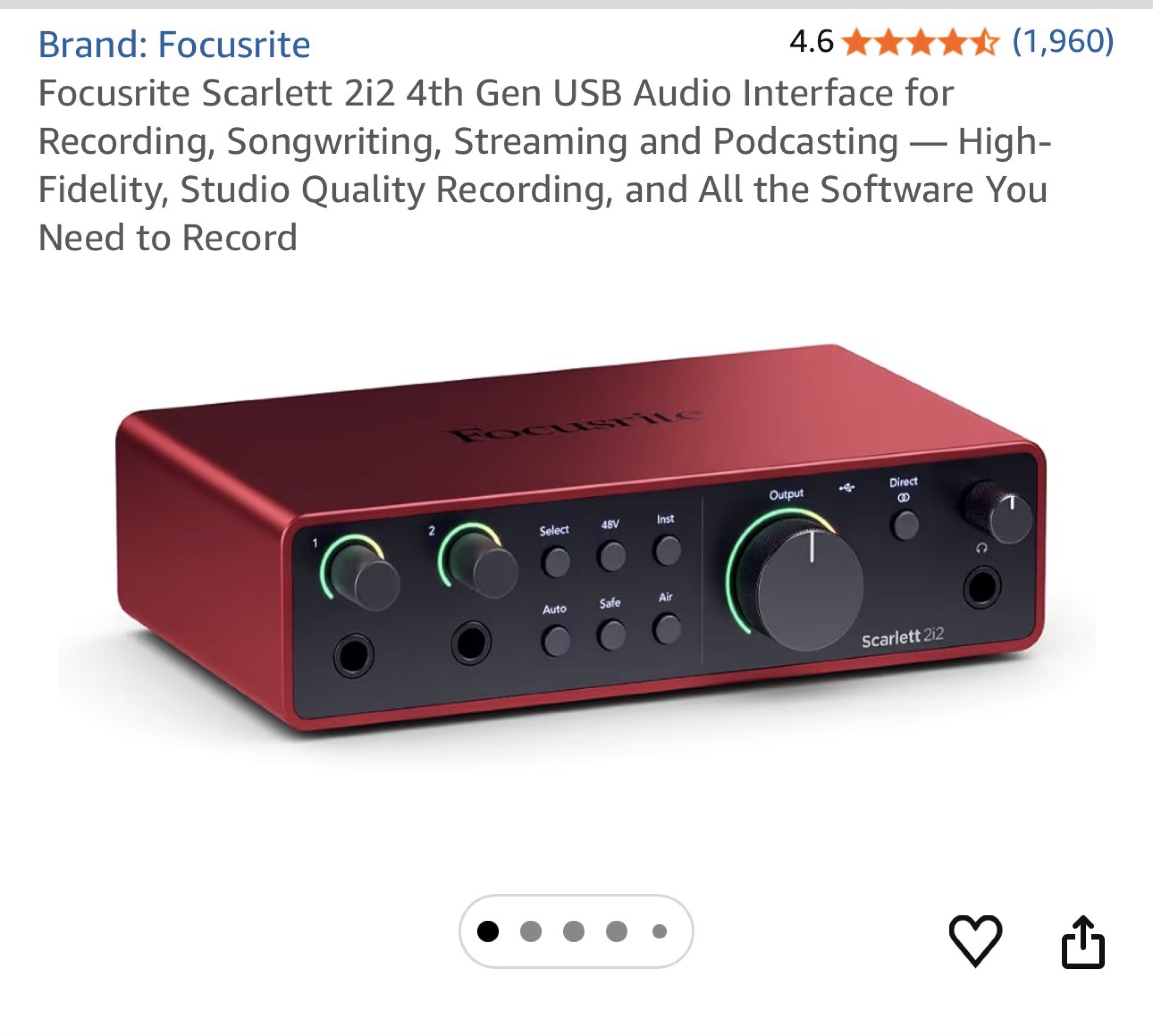 Focusrite Scarlett 2i2 4th Gen USB Audio Interface, Audio, Other Audio ...
