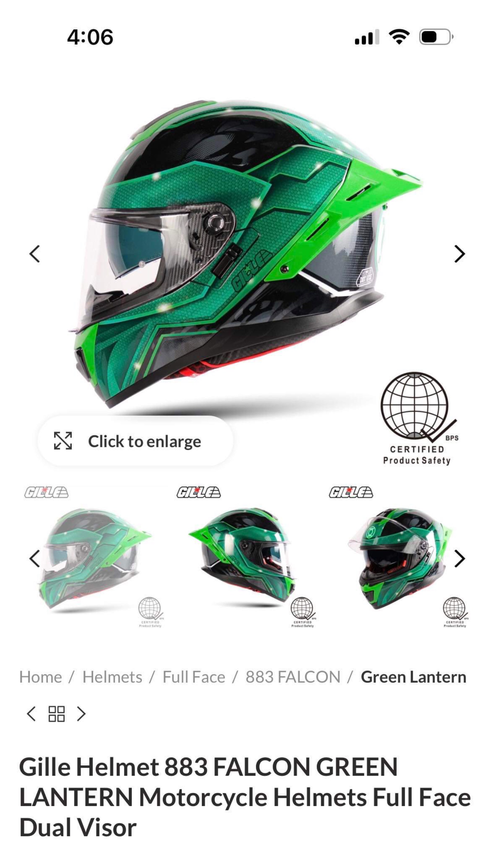 Gille Helmet 883 Falcon Green Lantern limited edition DC collection ...