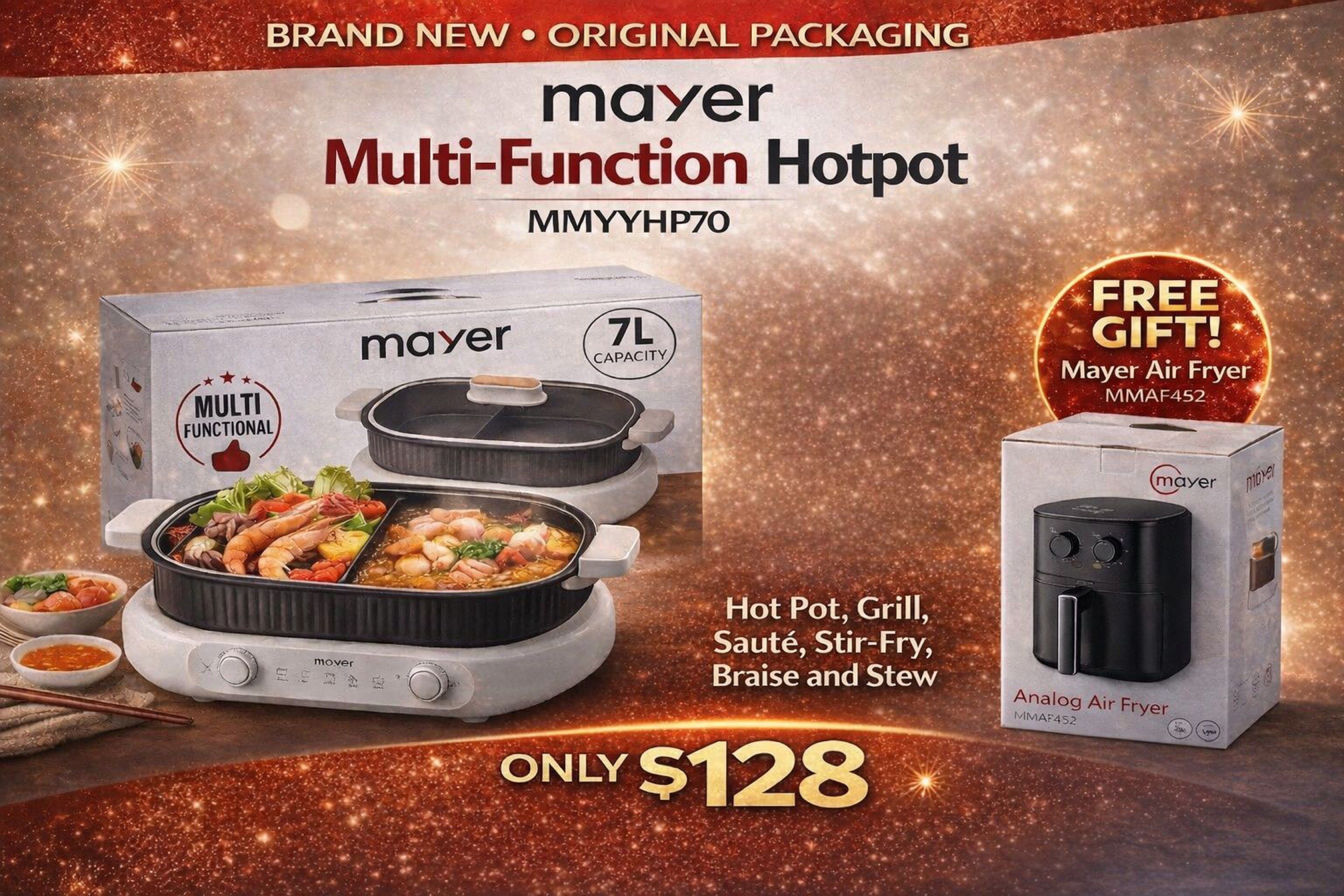 Mayer 7L Yuan Yang Hot Pot（hotpot) with grill and stew multifunction ...