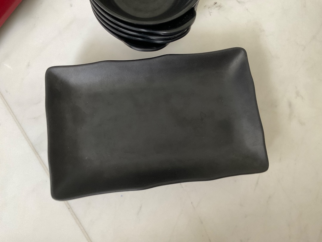 Melamine Japanese Black Rectangular Plates, Furniture & Home Living ...