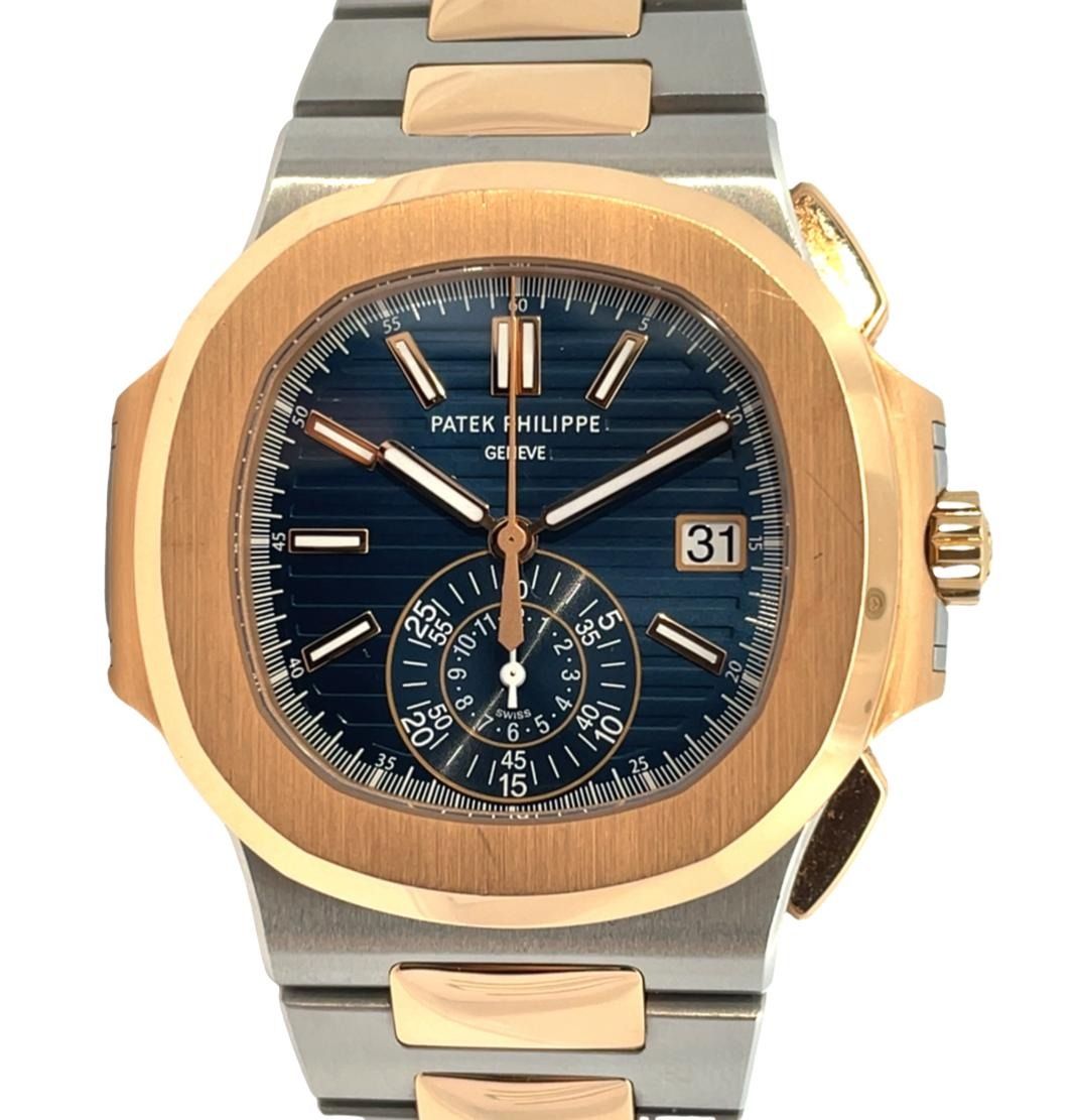 Patek Philippe Nautilus “Blue Dial” Chronograph Steel/ Rose Gold ...