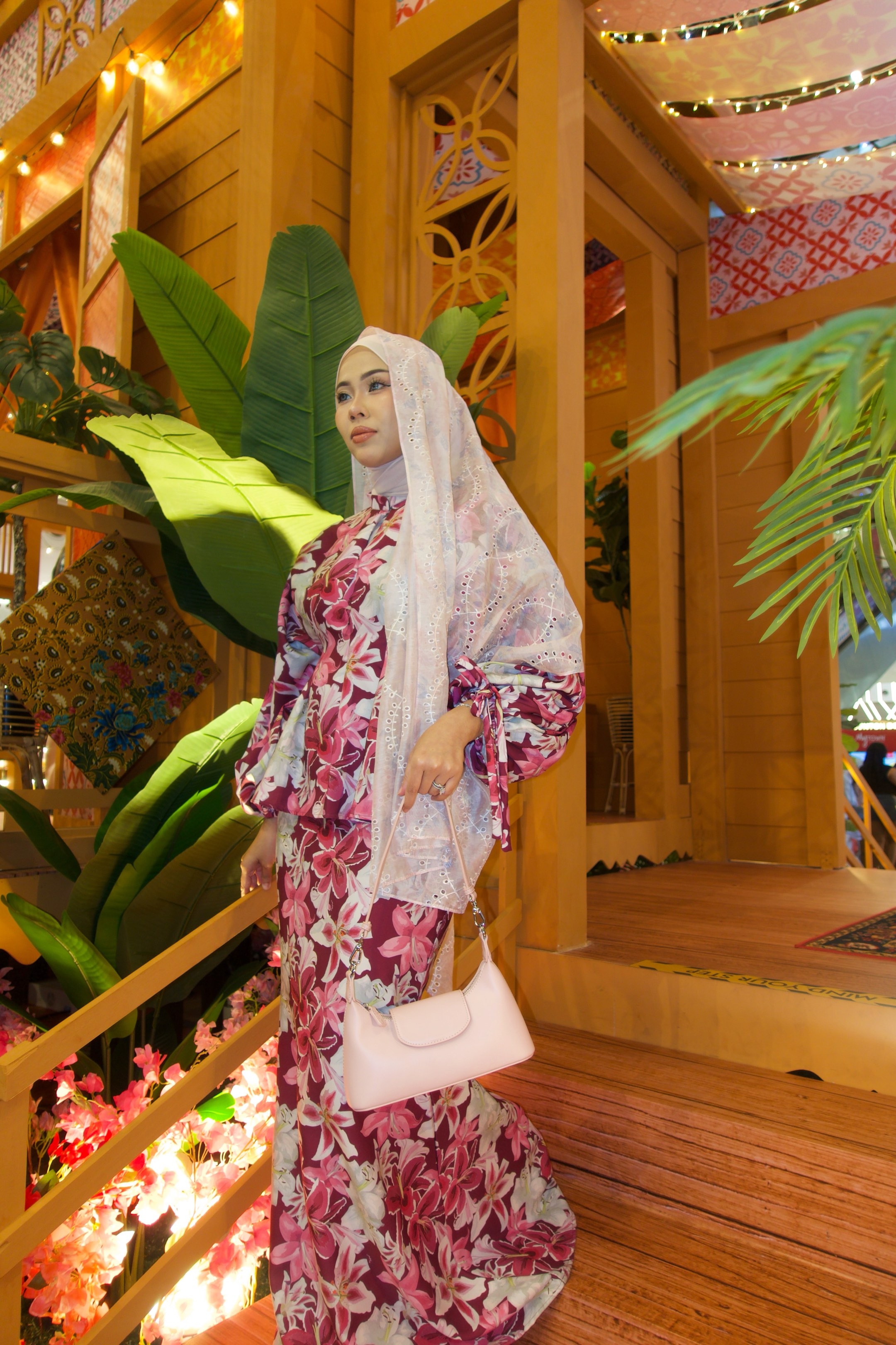 PETRA Maranna Puffy Kurung Kedah Floral Set, Women's Fashion, Muslimah ...