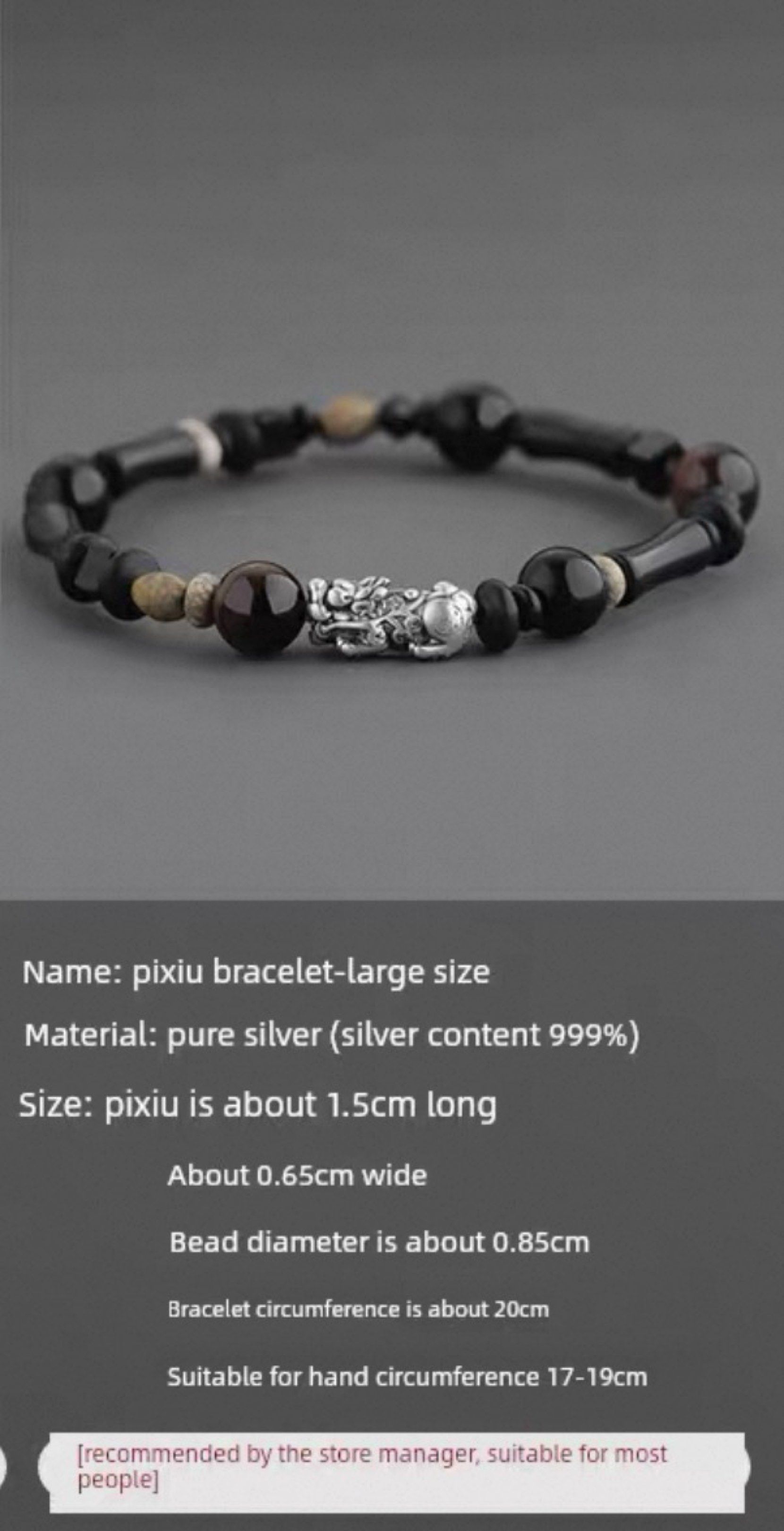 Pixiu Bracelet - Pure Silver, Large Size, Men's Fashion, Watches ...