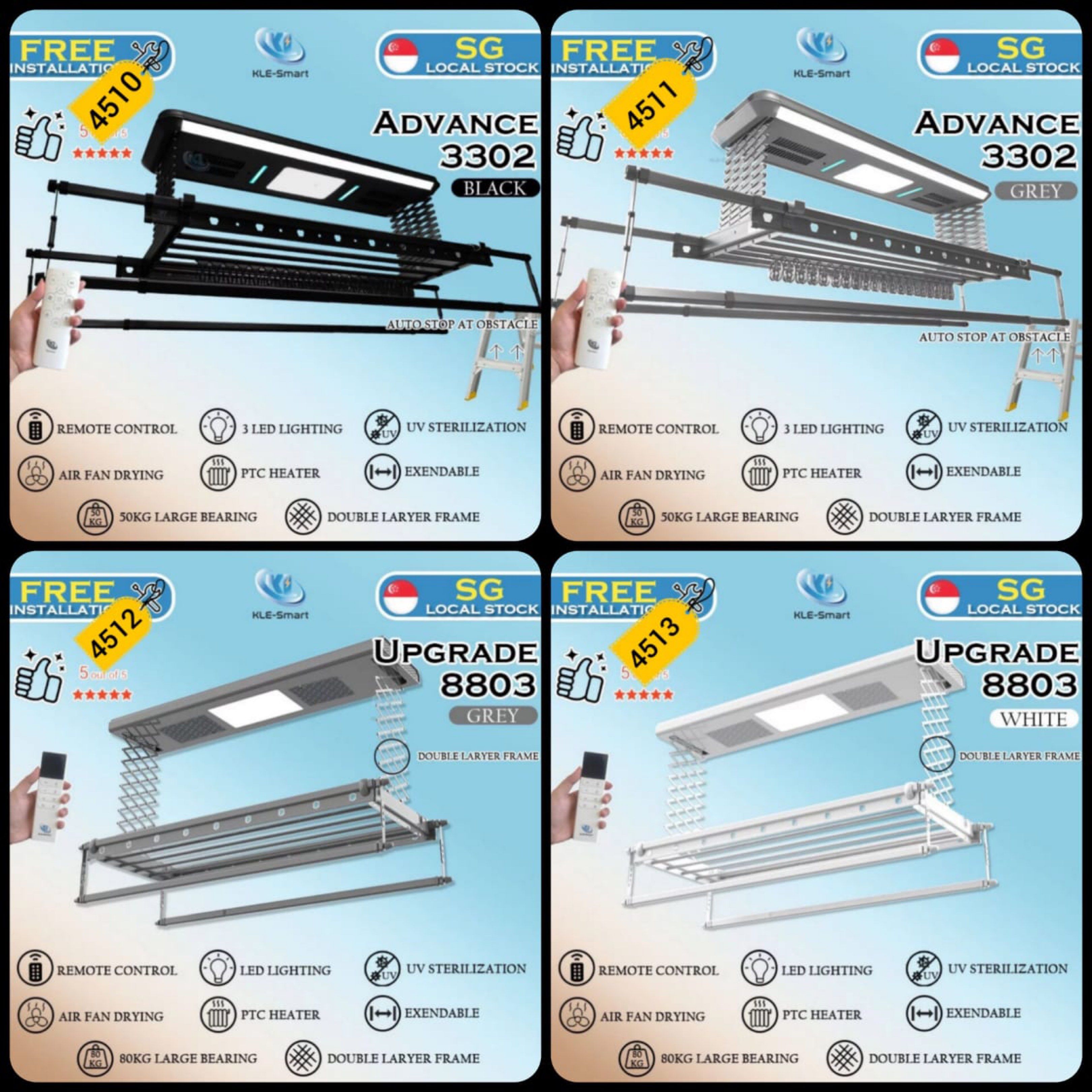 Remote Control Full Electric Drying | Lighting Multi-Function Lifting ...