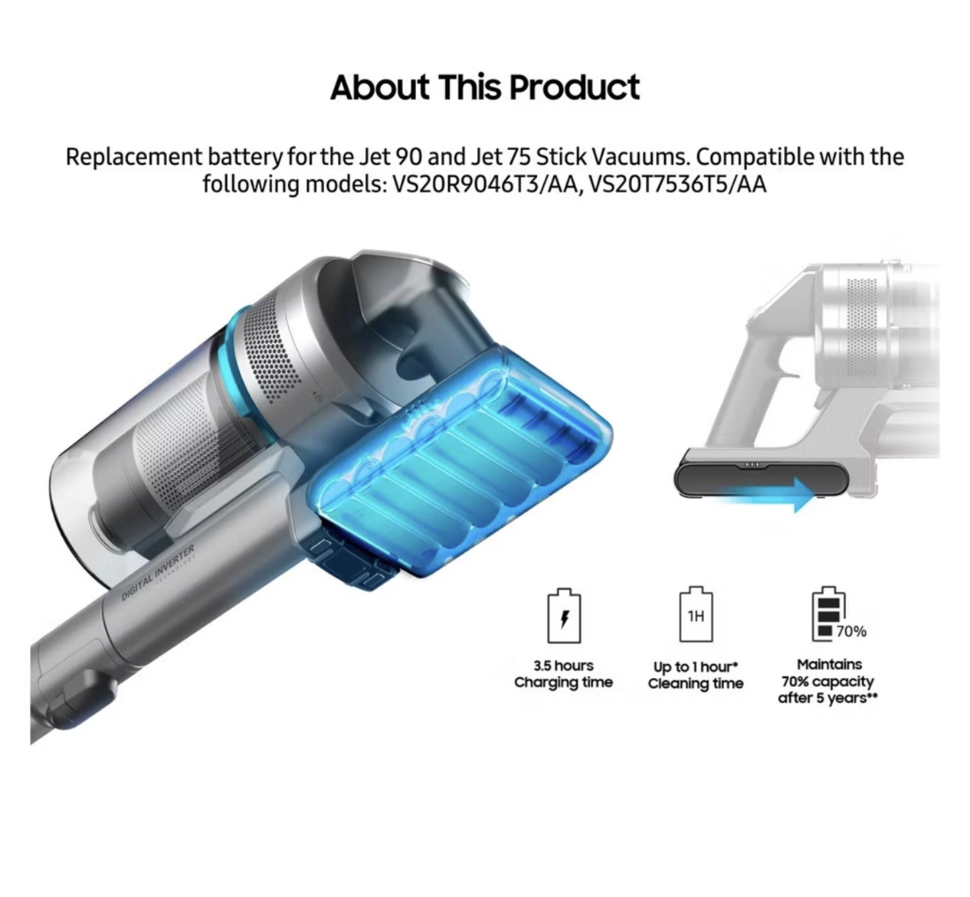Samsung Jet 75 Premium Vacuum Battery, TV & Home Appliances, Vacuum ...