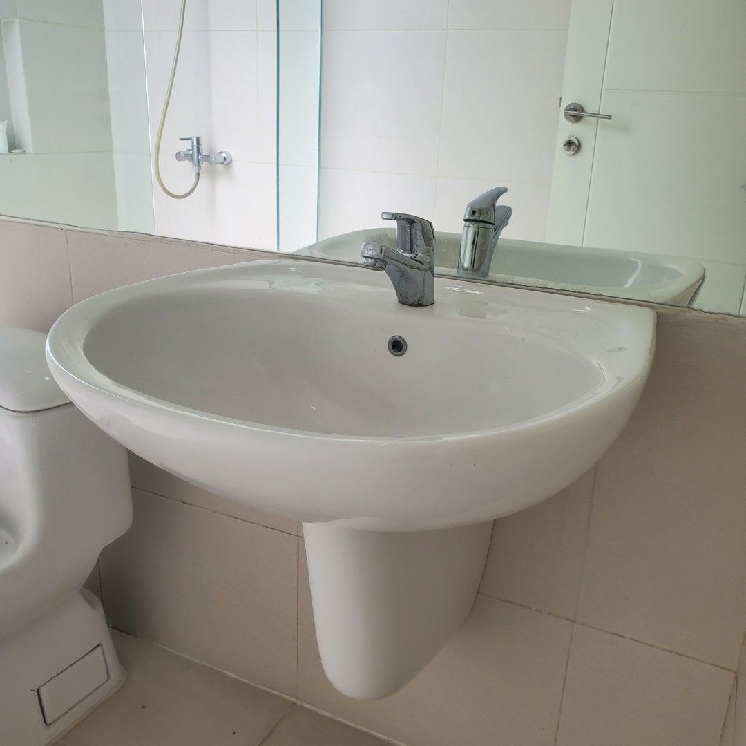 TOTO Wall Hung Ceramic Wash Basin LW240CJ Modern Minimalist Bathroom ...