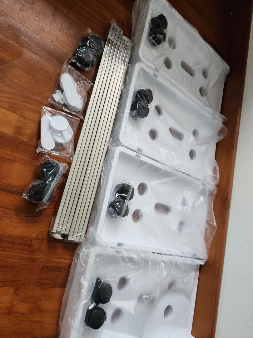 White 4-Tier Storage Trolley Rack, Furniture & Home Living, Furniture ...