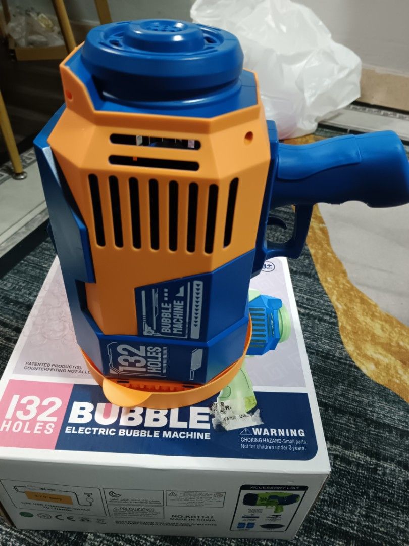 132 Holes Electric Bubble Machine - Blue, Hobbies & Toys, Toys & Games ...