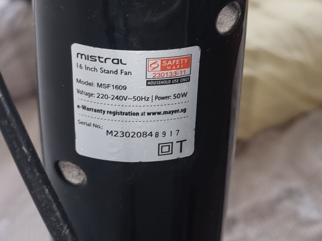 16-inch stand fan MISTRAL, Furniture & Home Living, Lighting & Fans ...