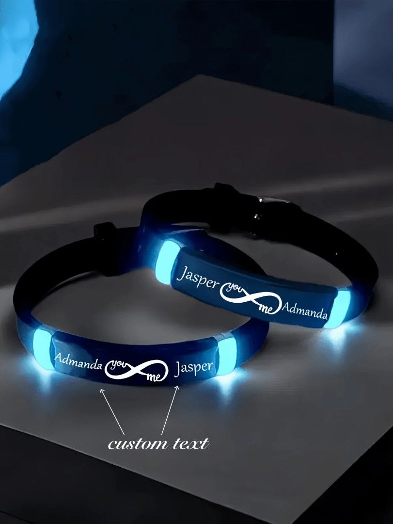 1pc Customized Glow-In-The-Dark Bracelet, Personalized Infinity Symbol ...