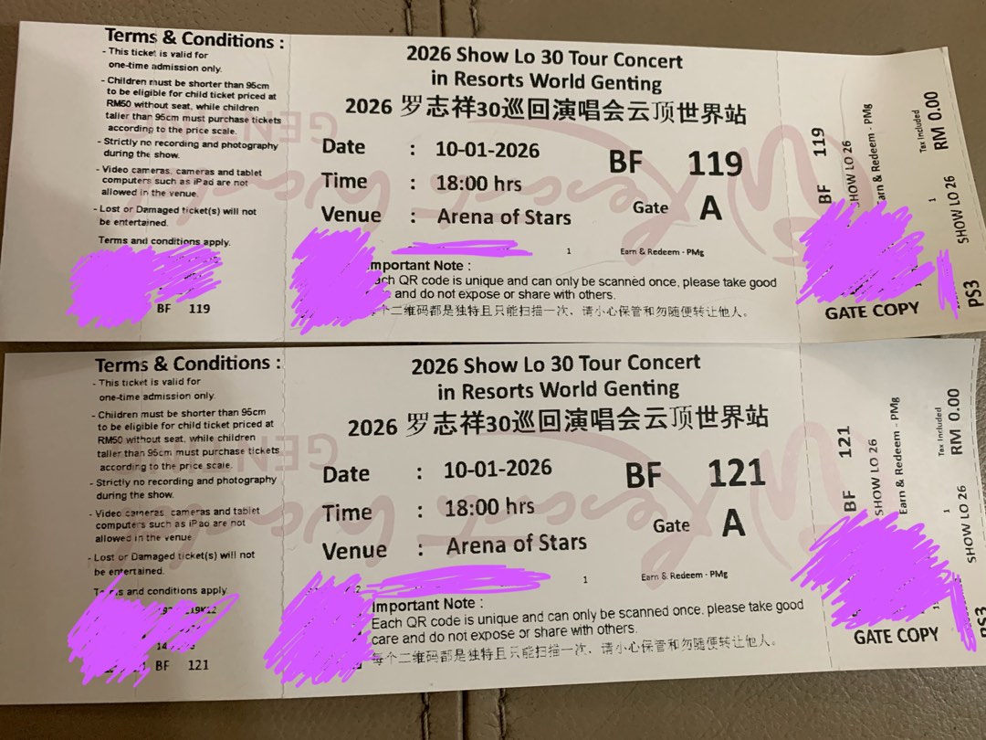 2026 Show Lo 30 Tour Concert in Resorts World Genting Tickets PS3 ...