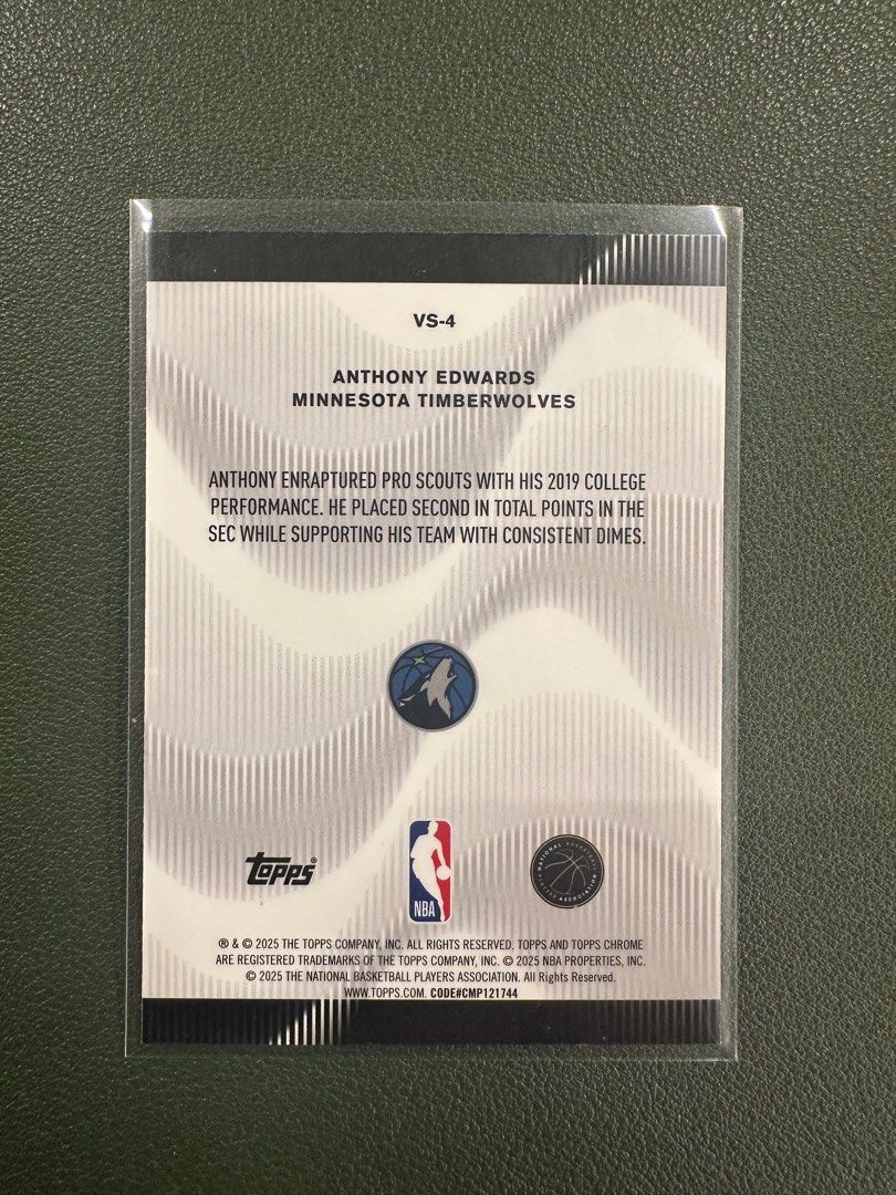 籃球 Anthony Edwards AE Ant Man 明尼蘇達 木狼 2025-26 Topps Chrome Minnesota ...