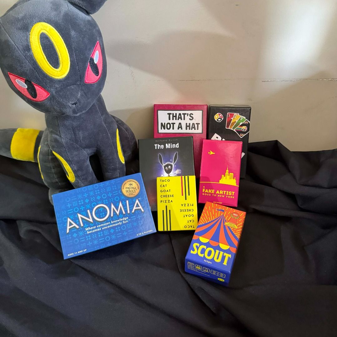 Board Games (Anomia, Taco Cat Goat Cheese Pizza, Scout, Fake Artist ...