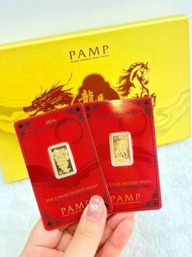 Dragon & Horse Set PAMP Suisse Lunar 5g Horse and 5g Dragon Gold Bars ...