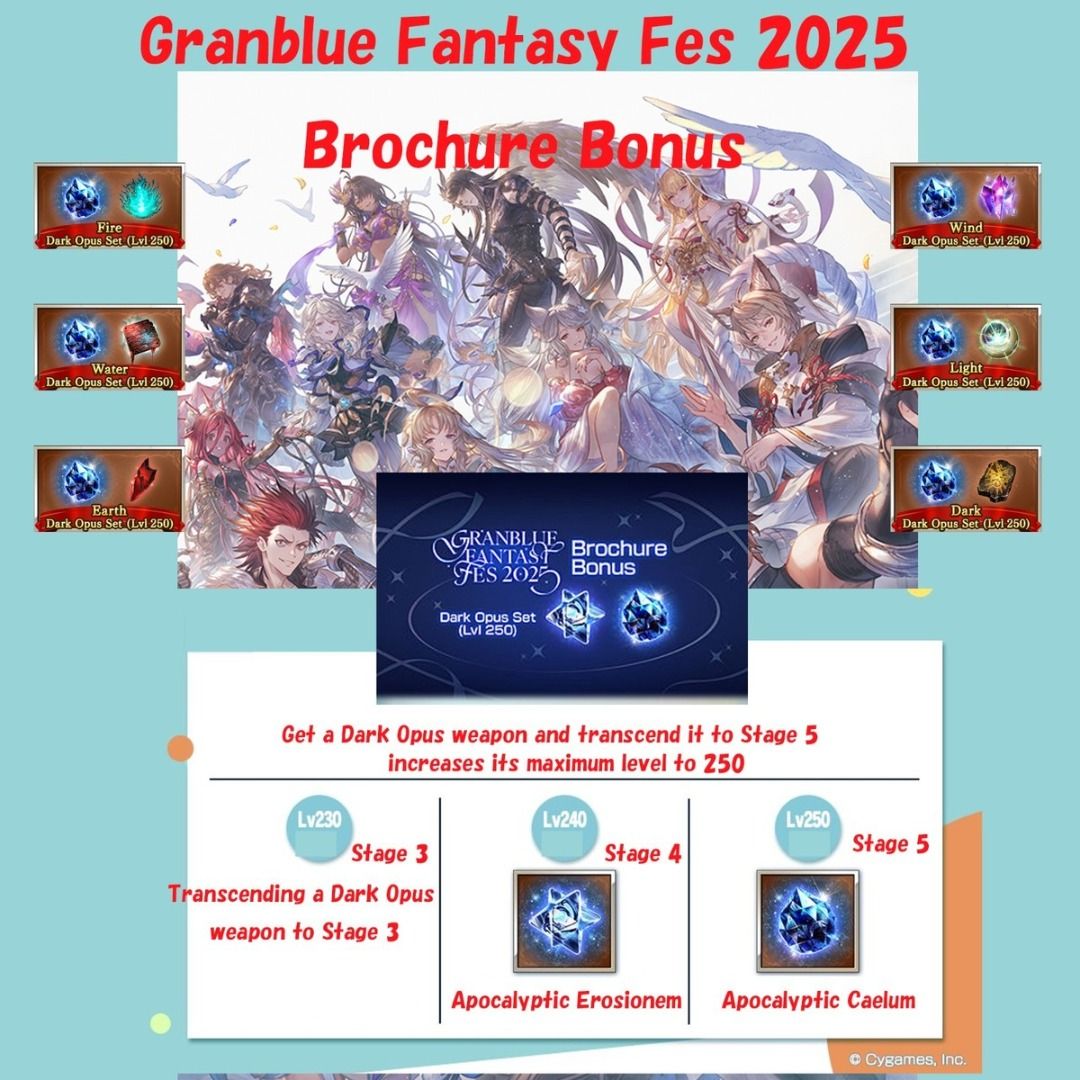 Granblue Fantasy Fes 2025 Brochure Bonus Dark Opus Set Lv250 (Only Code ...