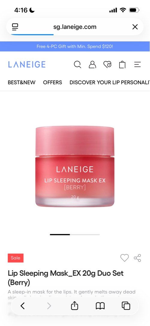 Laneige Berry Lip Mask, Beauty & Personal Care, Face, Face Care ...