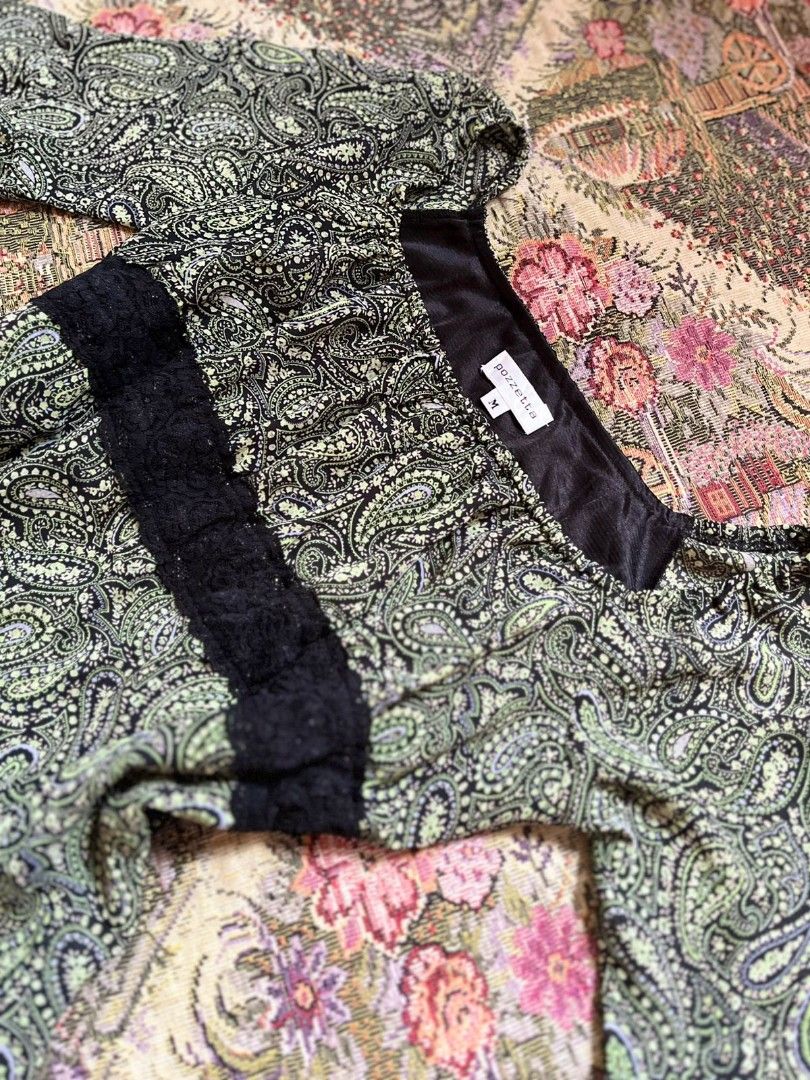 Pozzetta Paisley Lace Babydoll Top – Dark Green. Not| Liz Lisa Axes ...