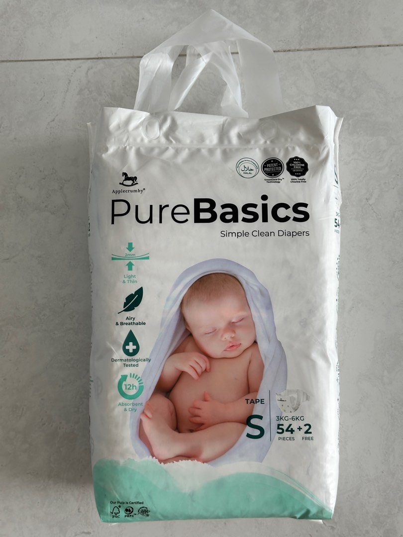PureBasics Simple Clean Diapers - Size S, Babies & Kids, Bathing ...