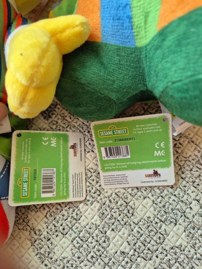Sesame Street & Disney Plush Toys - Bert, Ernie, and Dwarf, Hobbies ...
