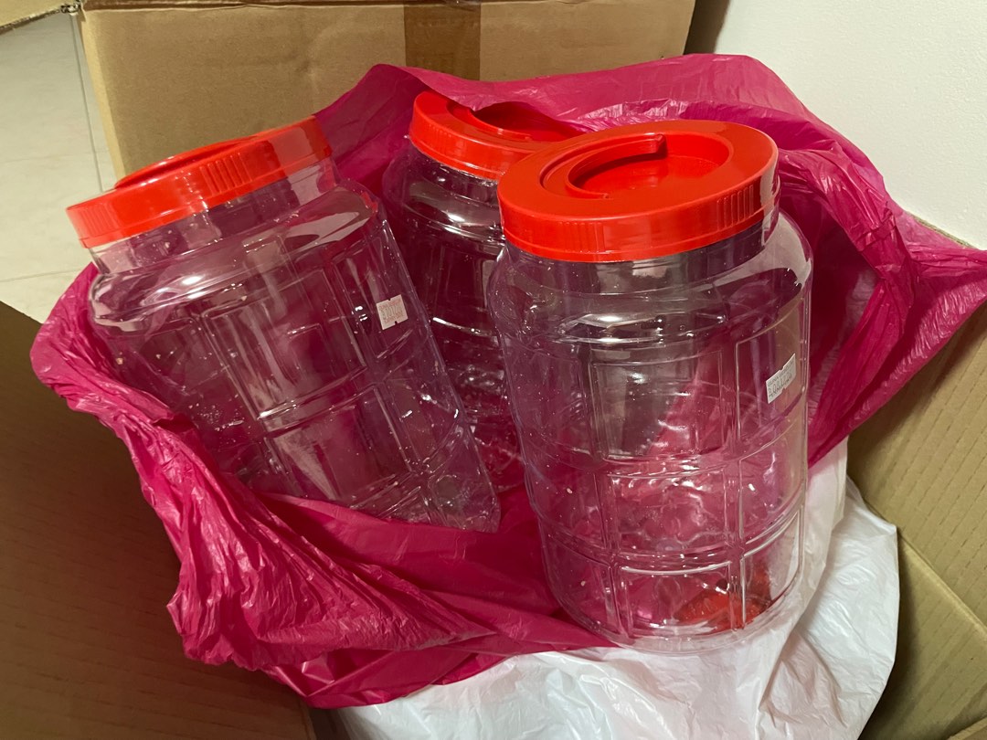 10 x Tall Clear Plastic containers (Unwashed), Furniture & Home Living ...