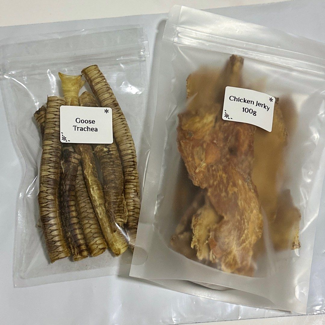 100g dehydrated chicken jerky + dehydrated goose trachea (dog treats ...