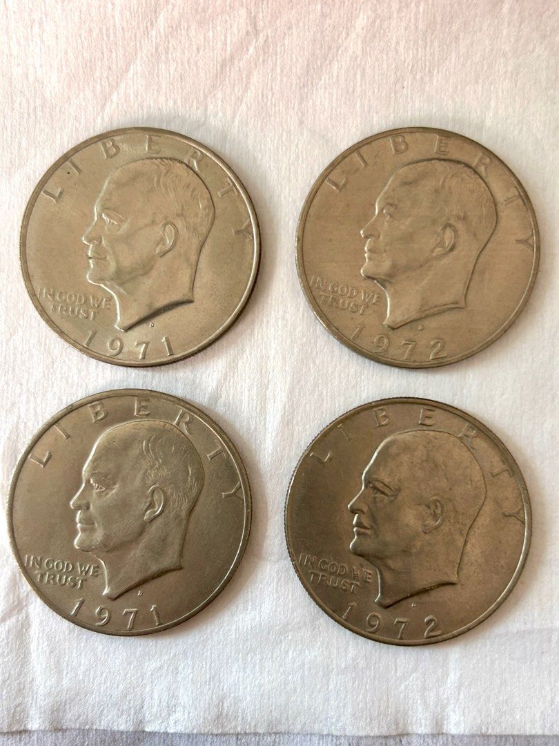 1971 & 1972 Eisenhower One Dollar US Coins (Bundle), Hobbies & Toys ...