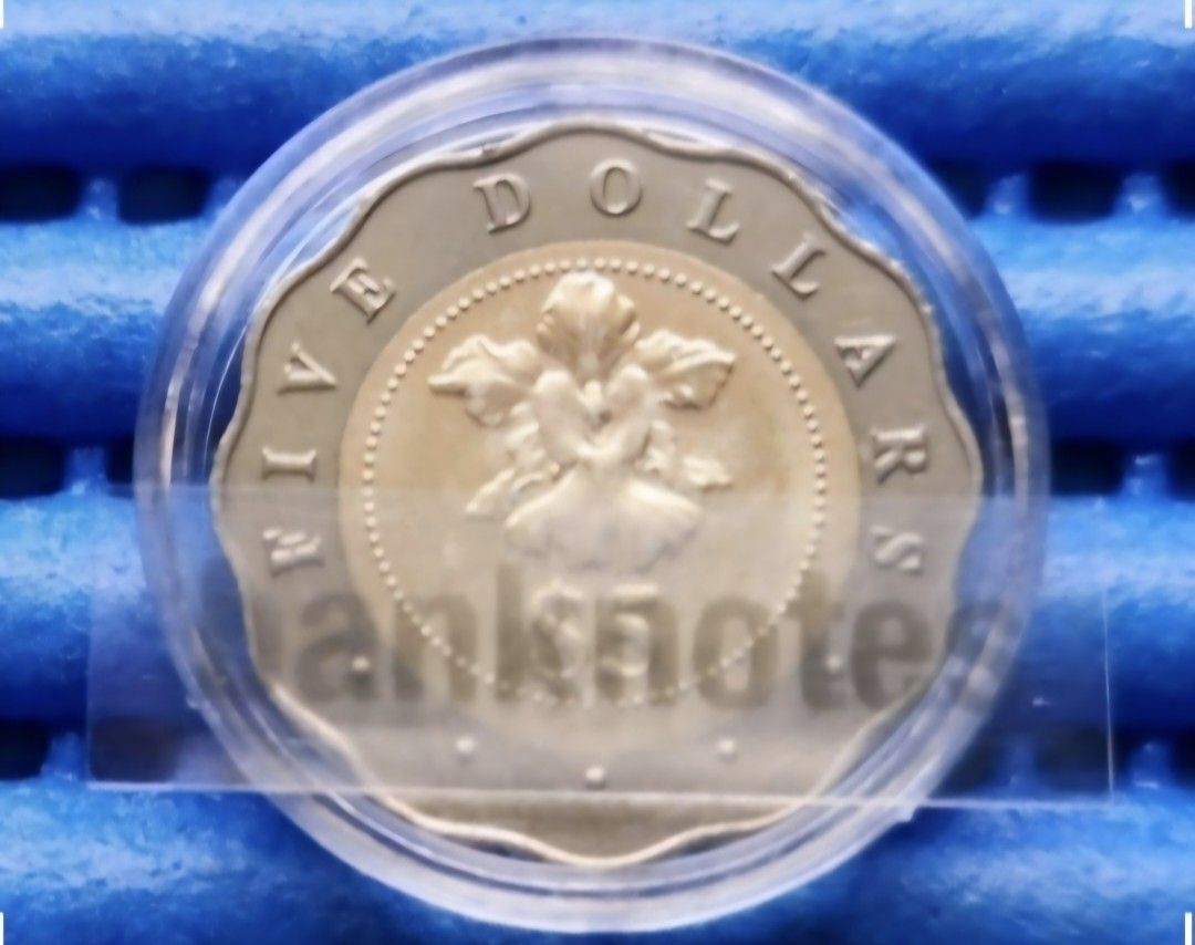 2003 Singapore Vanda Miss Joaquim $5 Scalloped Shaped Bimetallic Coin ...