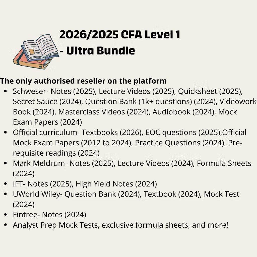 2026/2025 CFA Level 1 Ultra Bundle- Schweser, Mark Meldrum, IFT, UWorld ...