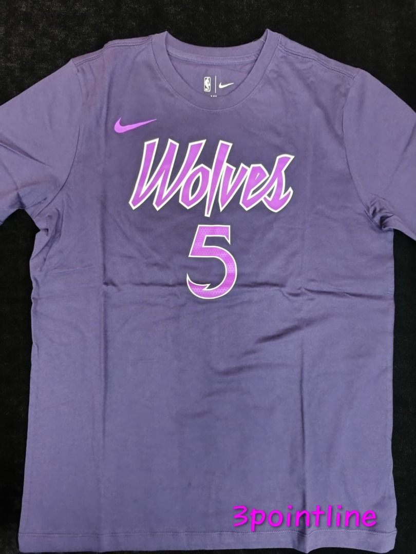 🔥現貨美版🔥 🔥Nike Timerwolves #5 Edwards 2025-26 City Player Tee🔥, 男裝, 運動服裝 ...