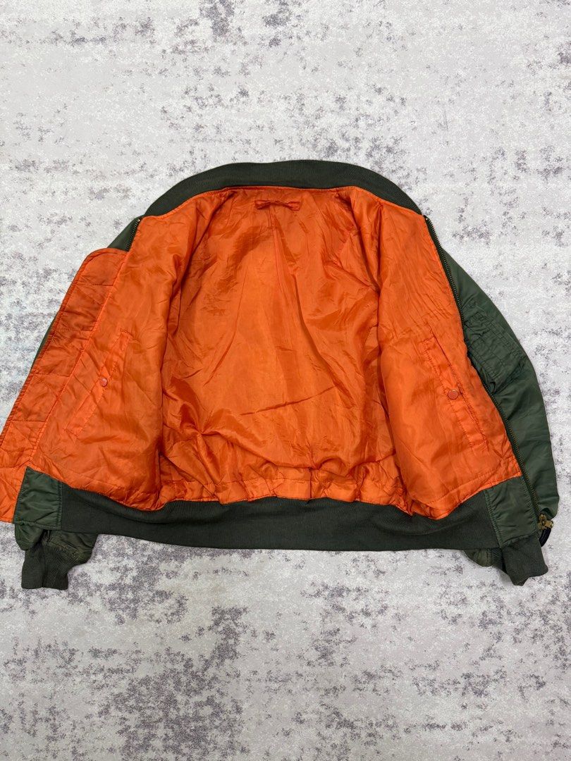 AIR FORCE MA-1 OLIVE GREEN RIVERSIBLE FLIGHT BOMBER JACKET GSDF JAPAN ...