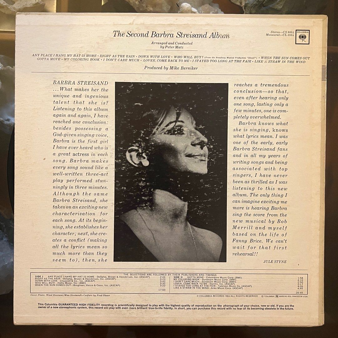 Barbra Streisand - The Second Barbra Streisand Album Vinyl Record ...