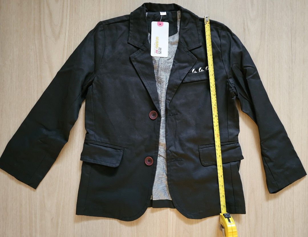 Black Blazer with Checkered Lining, Babies & Kids, Babies & Kids ...