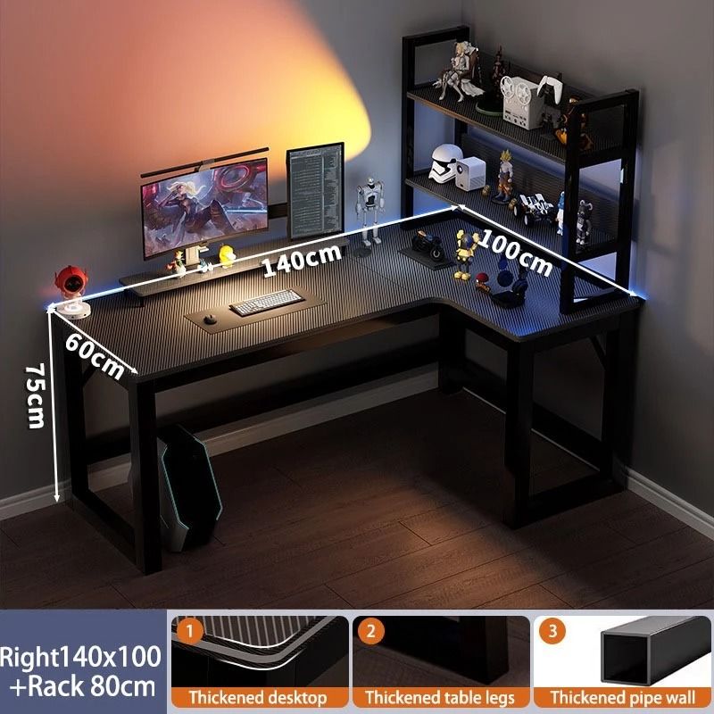 Corner L Shape Table | Computer Desk with Shelves | Gaming Table ...