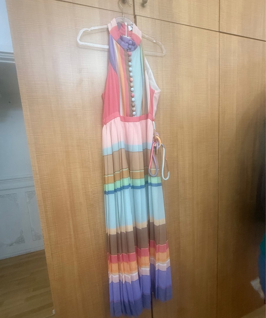 Cut label Zim Rainbow Pleated Midi Dress, Women's Fashion, Dresses ...