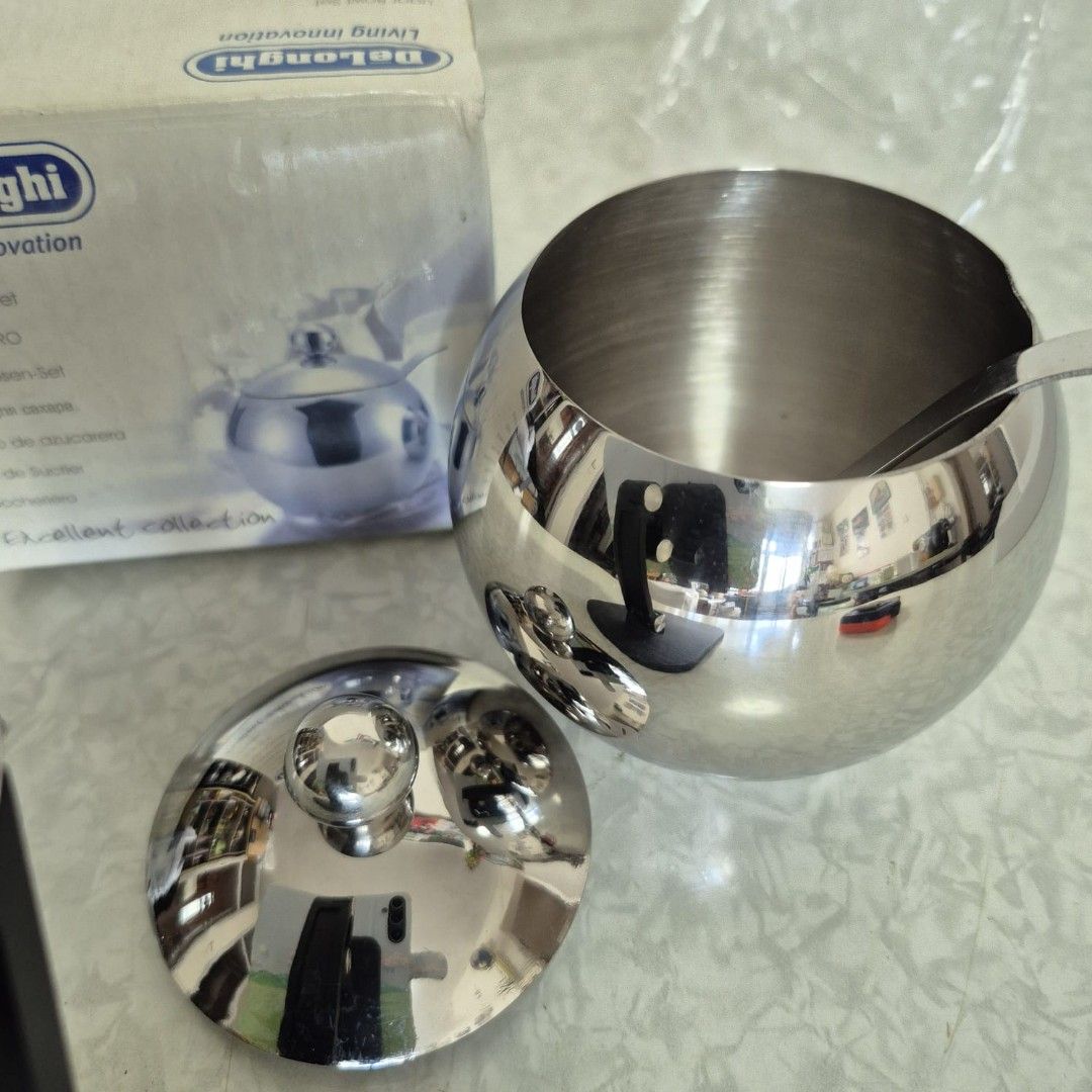 全新Delonghi Stainless steel Ghee Pot/oil Pot/pickle pot,全新 鏽鋼裝鹽糖小碗連蓋+小匙 ...
