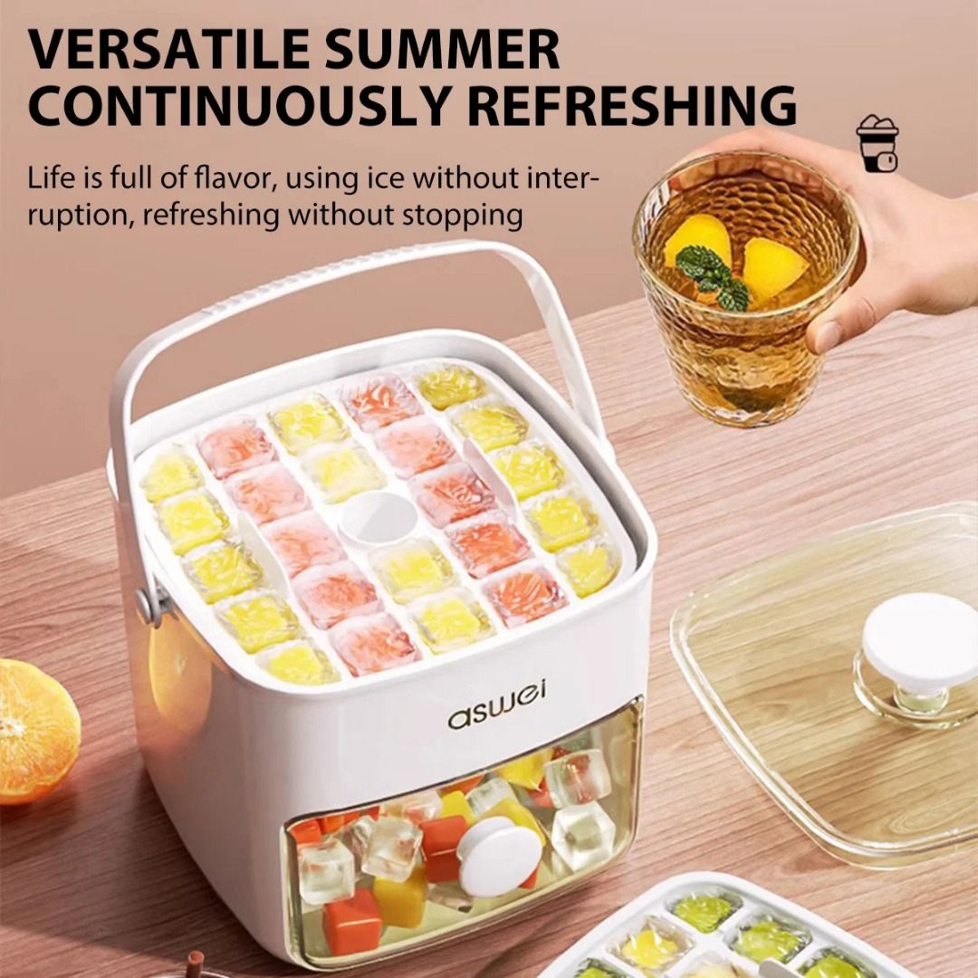 Double Layer Ice Cube Maker Press Ice Ball Maker Storage Box ...