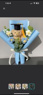 Cotton Flower Grad Bear Bouquet 🩷, Hobbies & Toys, Flowers & Bouquets on Carousell