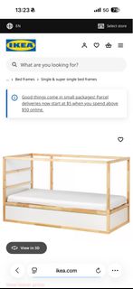 IKEA MINNEN Ext Bed Frame & ÖMSINT Mattress, Furniture & Home Living ...